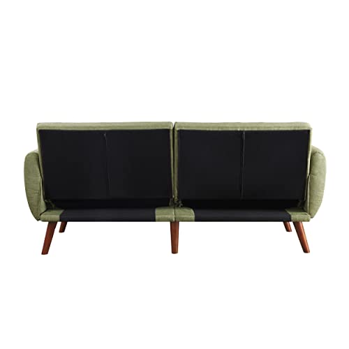 HABITRIO Futon Sofa Bed, Solid Wooden Frame Linen Fabric Upholstered 3 Seater Sofa Couch, Adjustable Sleeper Sofa Bed for Living Room, Bedroom, Office, 76" L x 31" D x 33" H