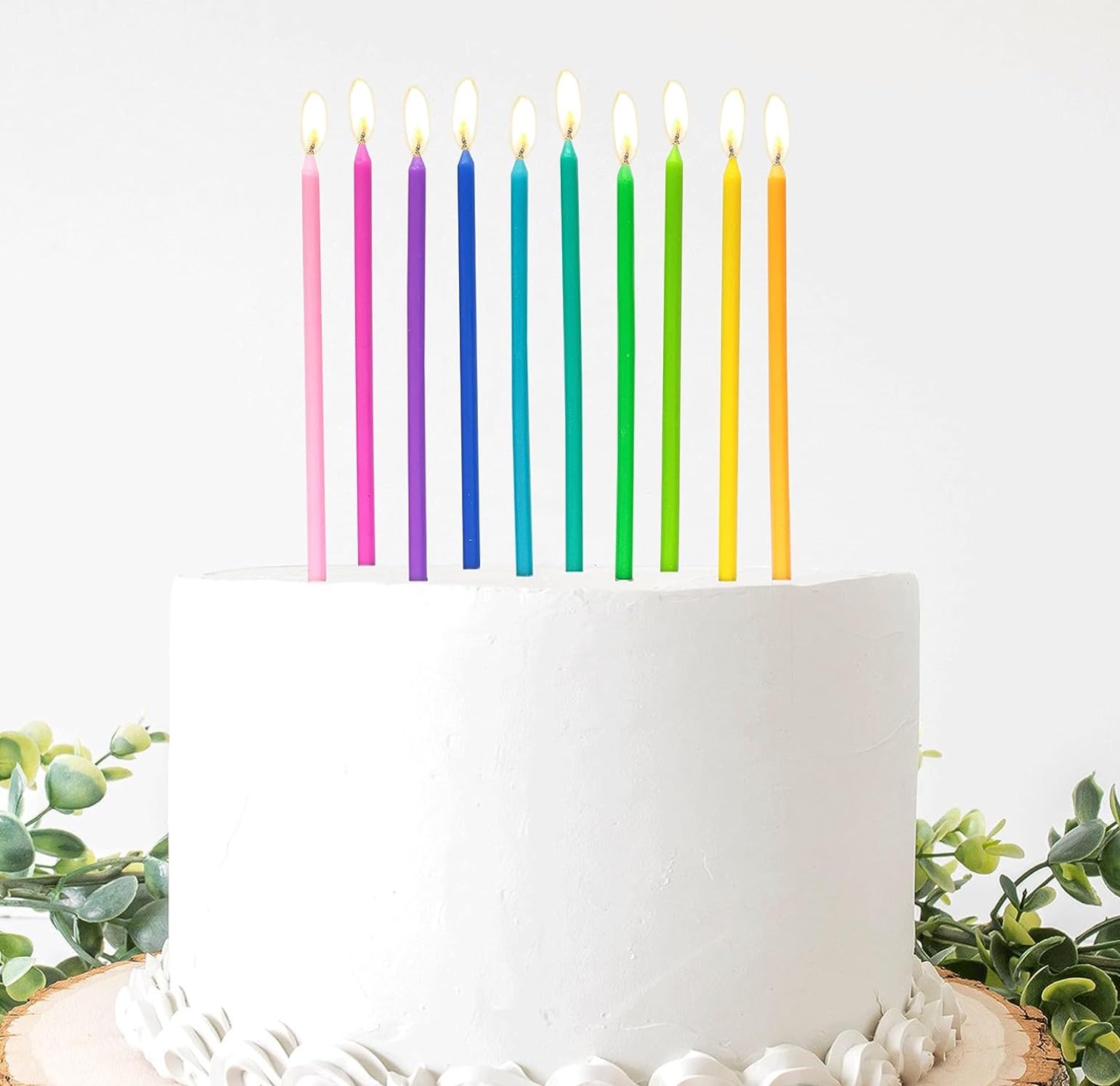 Cwise-100 Count Rainbow Birthday Candles -Long Thin Cake Candles - Giant Pack Colorful Pencil Candles Birthday Candle - Birthday, Celebration, Wedding. Cake Decorations (100 PCS)