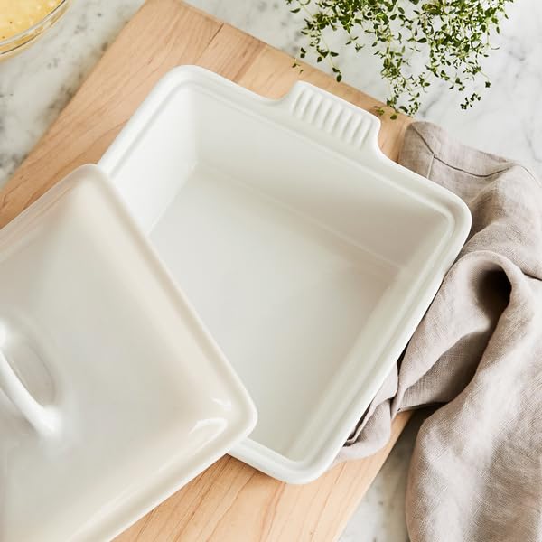 Le Creuset Stoneware Heritage Covered Square Casserole, 9-Inch, Sea Salt