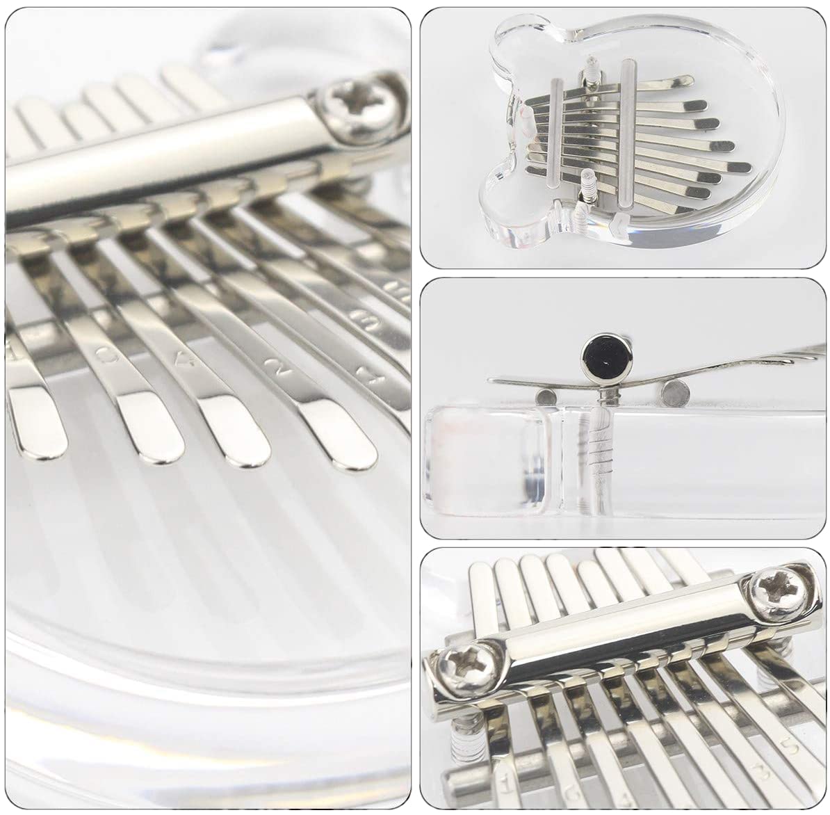 SonicoTech Mini Kalimba Mini Thumb Piano 8 Keys Finger Piano Marimbas Hand Piano Cute Kalimba with Lanyard Keychain Special Lovely Gifts (Crystal bear) Visit Store for Bundle Sales