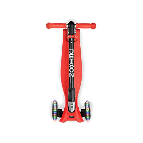Jetson 3-Wheel Scooters - Twin Kick Scooter (Red) - Collapsible Portable Kids Three Wheel Push Scooter - Lightweight Folding Design with High Visibility RGB Light Up LED Wheels