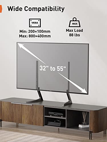 Perlegear Universal TV Stand Legs for Most 32-55 inch Flat or Curved TVs with VESA Mounting Patterns 200x100mm to 800x400mm, Table Top TV Stand Base Supports up to 88 lbs, PGTVS22