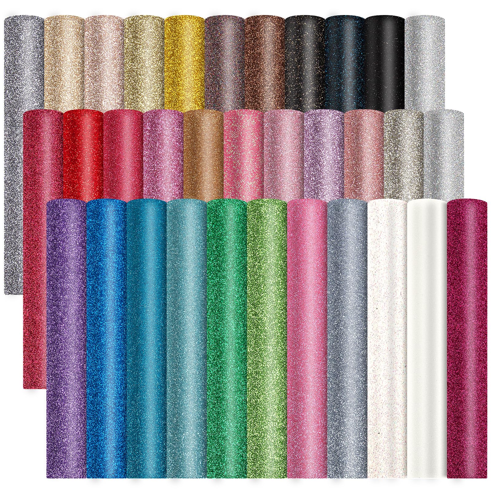 Fuceury 32 PCS A4 Glitter Faux Leather Sheets 8x12 Inches PU Fabric Sheets for DIY Crafts, Wedding Sewing, Making Earrings