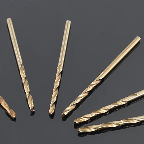 Qjaiune 5/64 Inch Cobalt Drill Bit Set, 20pcs M35 HSS Twist Drill Bit Set Titanium Coated Drill Bits, 135 Degree Split Point Jobber Drill Bits for Metal Hardened Steel Aluminum Cast Iron Wood Plastic