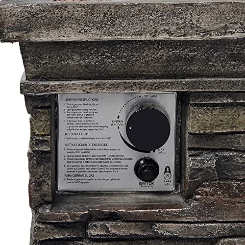 DESwan 18 in. x 25 in. Square Column Outdoor Propane Gas Fire Pit in Greystone, 30,000 BTU Outdoor Fire Pit