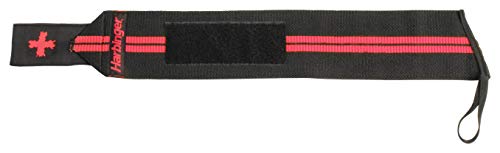 Harbinger Red Line 18-Inch Weightlifting Wrist Wraps for Men and Women (Pair), Black/Red