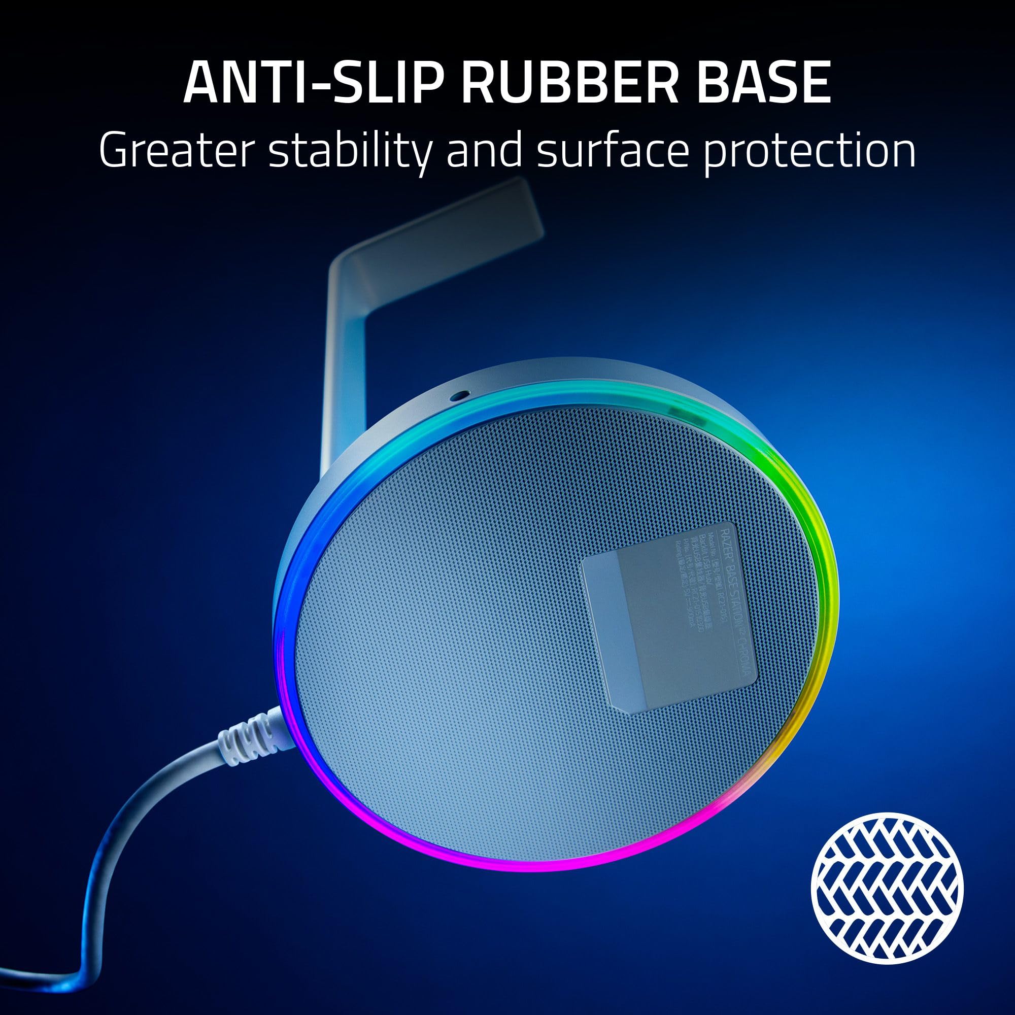 Razer Base Station V2 Chroma: Chroma RGB Lighting - Non-Slip Rubber Base - Designed for Gaming Headsets - Mercury White, RC21-01510300-R3M1