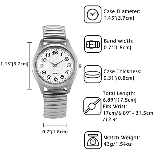JewelryWe Mens Ultra Thin Easy Reader Watch with Elastic Strap, Golden/Silver Watch