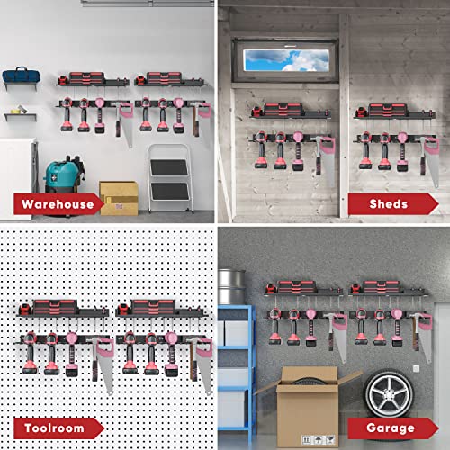 Doozx Power Tool Organizer, Drill Holder, Power Tool Organizer Wall Mount, Power Tool Storage, Heavy Duty Drill Holder Wall Mount, Drill Storage Rack For Garage, Solid Metal Black 2 pack 4 set