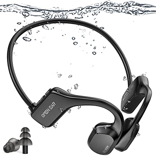 Hyyeosd Bone Conduction Swimming Headphones, Bluetooth Earbuds Waterproof Wireless Open Ear Headphones Built-in 16GB Ultra Light Headset for Swimming Running Sports Driving Fitness