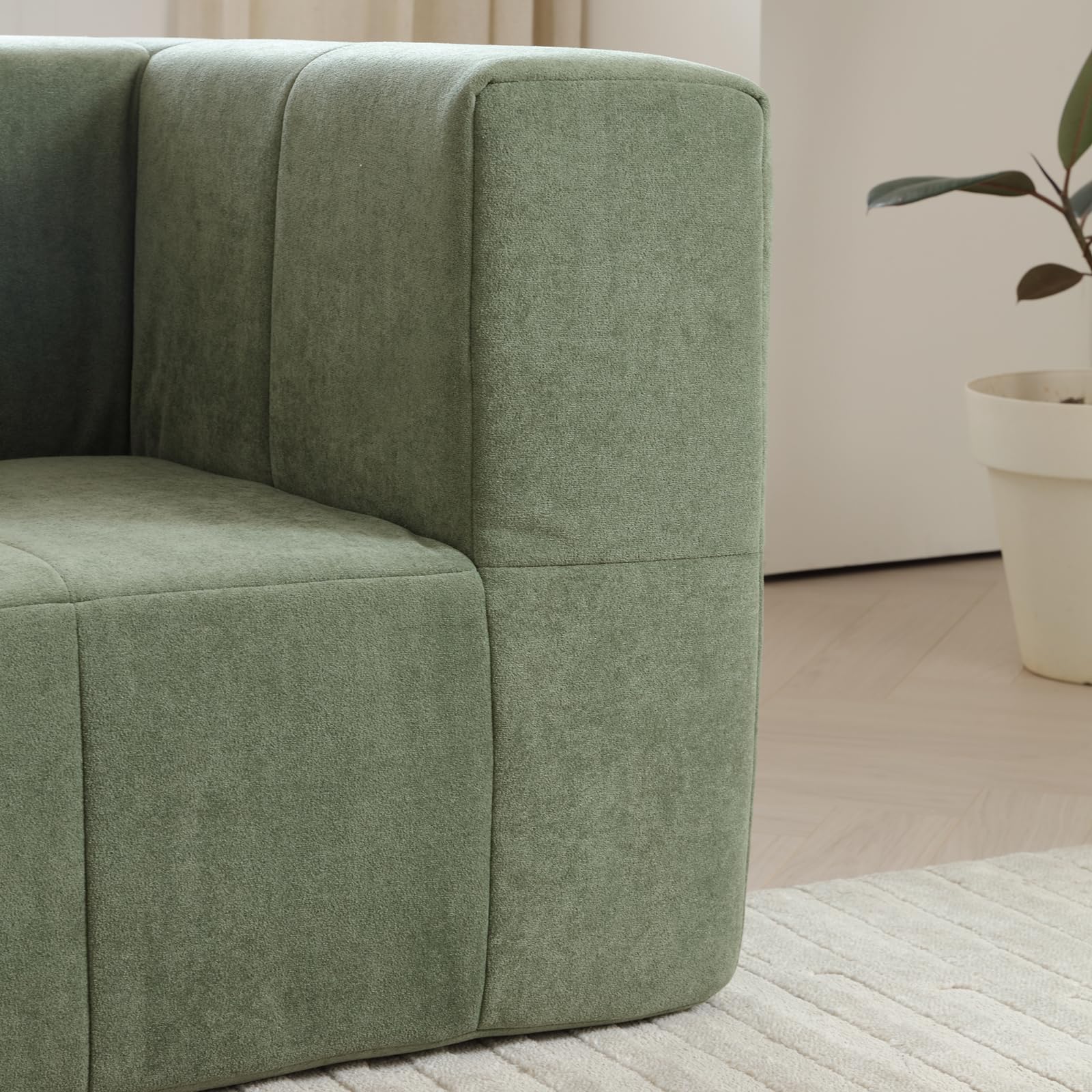 FUKAYI Modular Sectional Sofa Couch Modern Compressed Sofa Couch 3-Seat Foam Couch for Living Room, Apartment, Studio, Office,Ivory