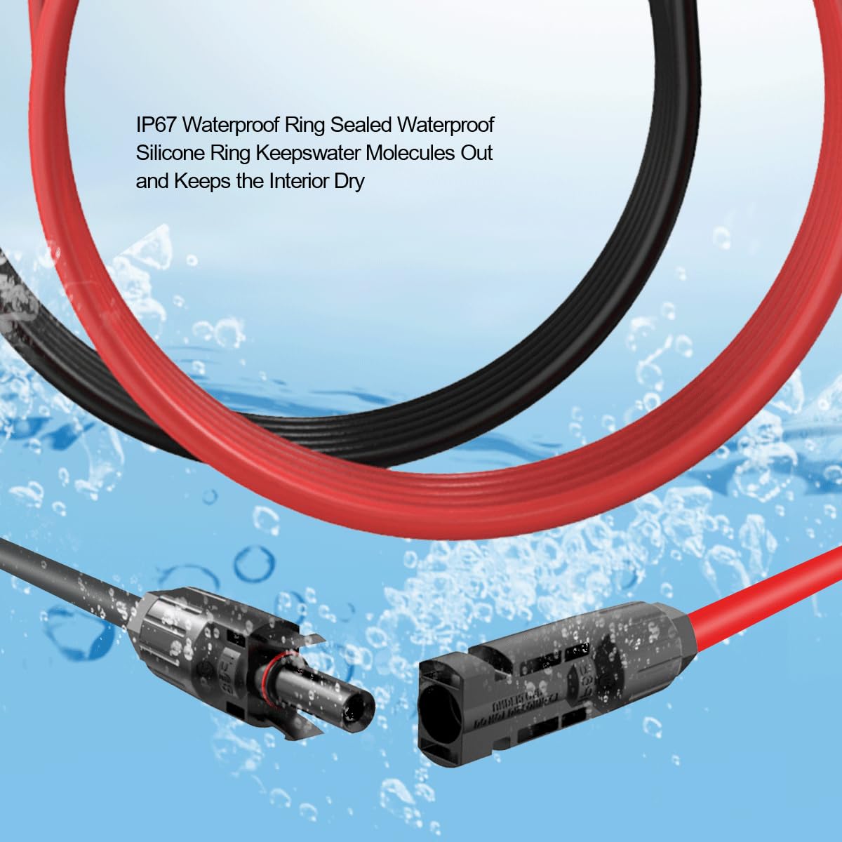 ELFCULB Solar Panel Extension Cable-1Pair 10AWG 10FT Solar Extension Cable Black&Red with Male/Female Connectors Solar Panel PV Cable Wire with Extra Pair of Connectors Solar Panel Adaptor Kit