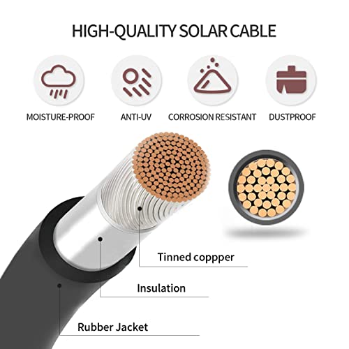 ELFCULB Solar Panel Extension Cable - 1Pair 10AWG 3FT Solar Extension Cable Black & Red, Solar Panel PV Cable Wire with Male/Female Connectors