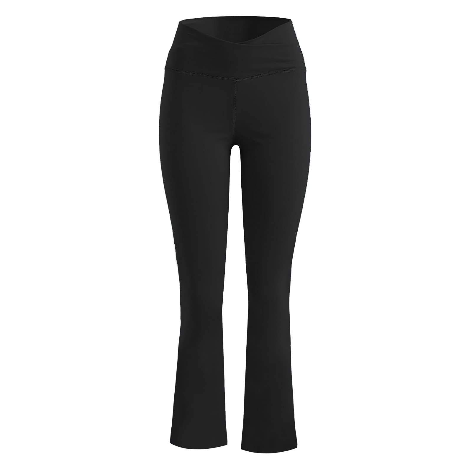 Crossover Flare Yoga Pants for Women High Waisted Bootcut Workout Leggings Stretch Bootleg Casual Pants with Pockets