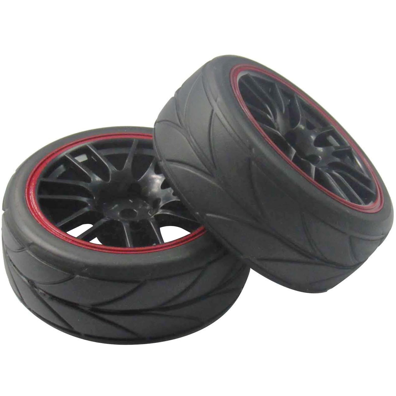 ShareGoo 12mm Hex Wheel Rims & OD 2.59" Rubber Tires for RC 1/10 On-Road Touring Car