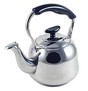 DLD -2 Liter Polished Mirror-Finish Stainless Steel Capsule Base Stovetop Teakettle Tea Kettle Teapot,