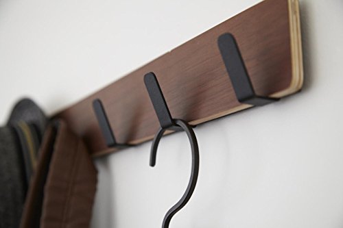 Yamazaki Home Ply Over The Door Hooks - Hanging Coat Rack, Wood, Over-The-Door, Minimal Assembly Req. Brown Small