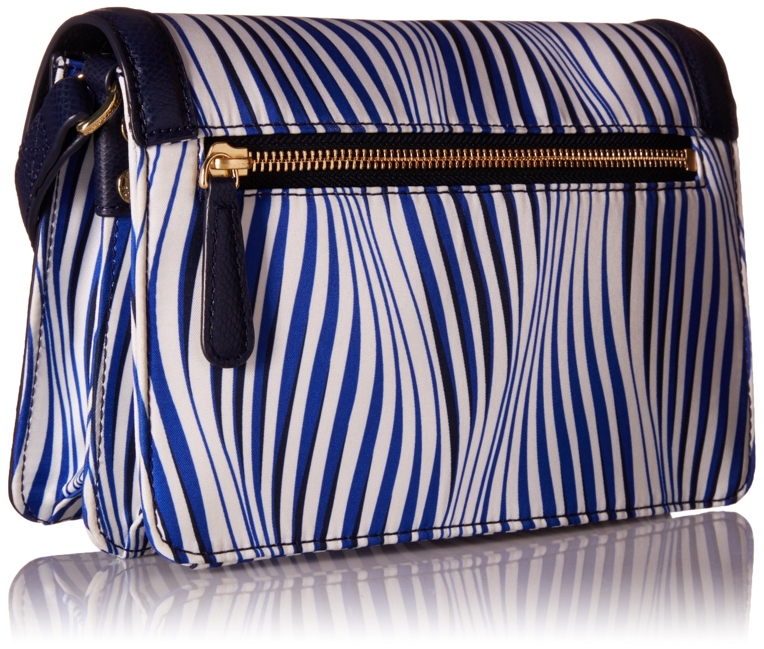 Vera Bradley Women's Faux Leather Tess Crossbody Purse, Wavy Stripe Navy, One Size