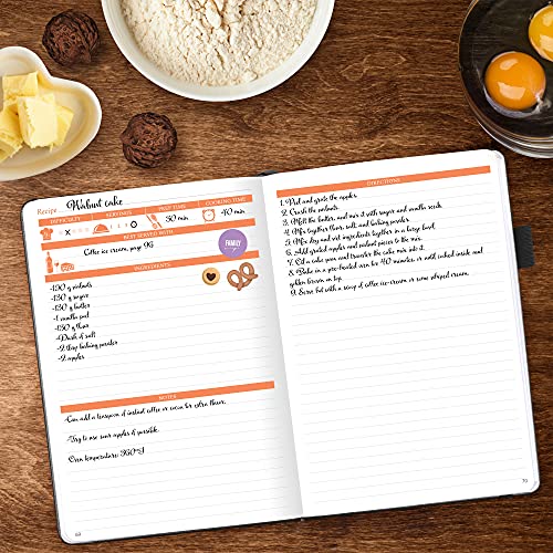 Legend Recipe Book β Blank Family Cookbook to Write In Your Own Recipes β Empty Cooking Journal β Personalized Cooking Notebook, Hardcover, A5, 58 Recipes In Total (Mystic Gray)