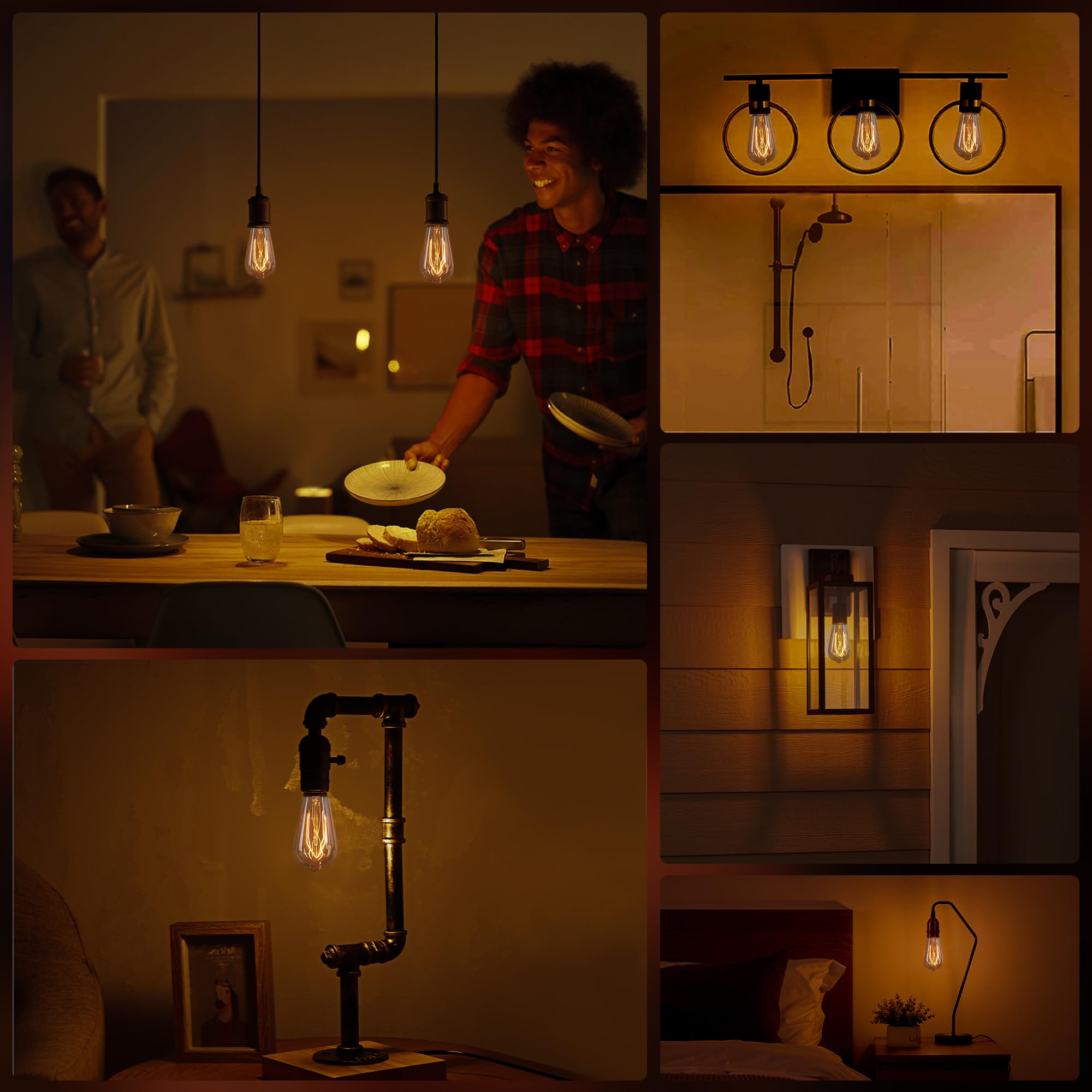 LED Edison Bulb Equal 25w Vintage Amber Light Bulbs 2000K Soft Yellow Light LED Bulbs, Super-Thin Spiral Filament Incandescent Warm Light Amber Bulbs, Dimmable E26 Base Night Light Bulbs 4W, 3 Pack