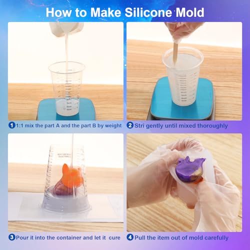 CHANGTIKEJI Silicone Mold Making Kit,84OZ Super Elastic Liquid Silicone for Mold Maker, Fast Cure Translucent Silicone Rubber for Casting Resins Mold,Silicone Mold,Candle Mold,Soap Mold,Food Mold