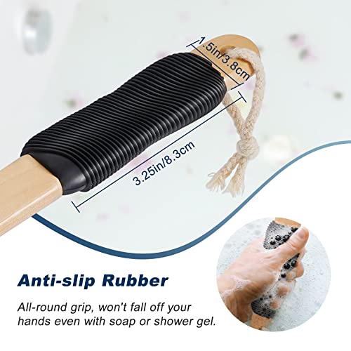KIPRITII Ergonomically Back Scrubber for Shower,Double-Sided Back Brush Long Handle for Shower, Wet & Dry Brush for Cellulite and Lymphatic (Black)