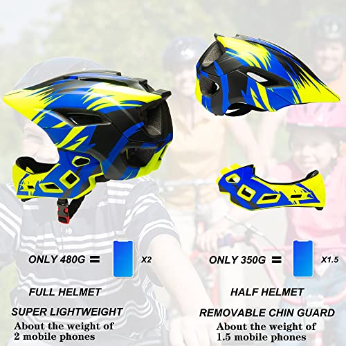 Natuway Kids Full Face HelmetS for Cycling Scooter Skateboard BMX Bike Roller-Skate Protective Gear Blue