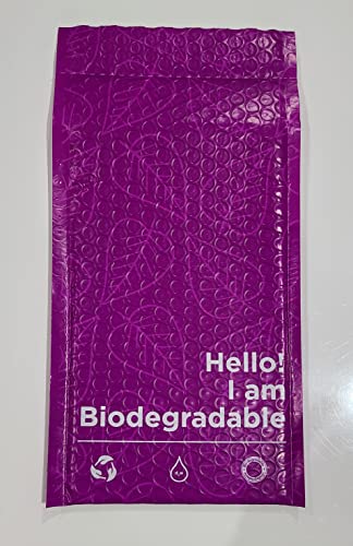 Kipulu™ 100% Biodegradable Bubble Mailers,25pcs Padded Packaging Wrap Envelopes Pouches Eco Friendly no glue, no plastic, Christmas wrapping (6 x 10 purple)