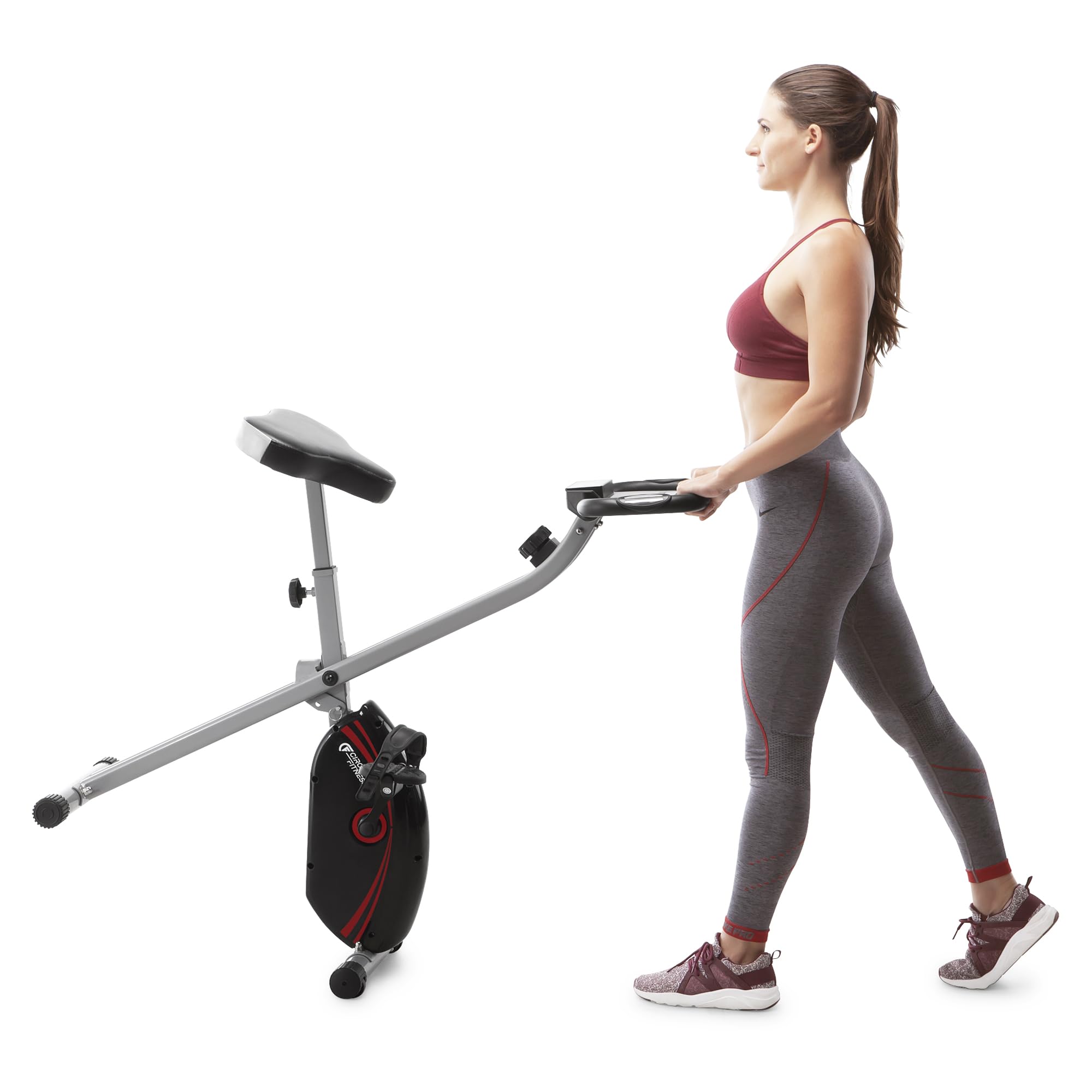 CIRCUIT FITNESS Circuit Fitness Folding Upright Exercise Bike with Adjustable Resistance 250 lb. Max. Capacity AMZ-150BK
