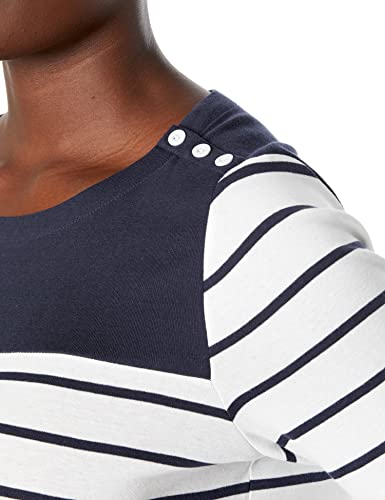 Nautica Women's Boatneck 3/4 Sleeve 100% Cotton Shirt, Indigo, Large