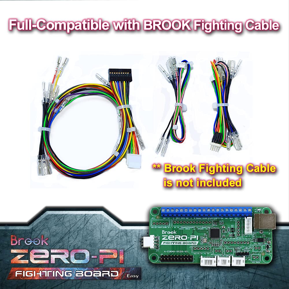 Brook Zero- Pi Fighting Board Easy Version - Compatible with Switch/ PS3/ PS2/ PS/PC(X-Input)/ Retro Gaming Emulator to Arcade Stick Screw Terminal Header Included
