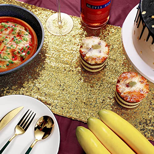 Tablecloth and Sequin Table Runner Set Polka Dots Confetti Table Cover Dining Plastic Table Cloths Glitter Decorations for Birthday Wedding Anniversary Party Supplies (Maroon, Gold, 2 Pcs)