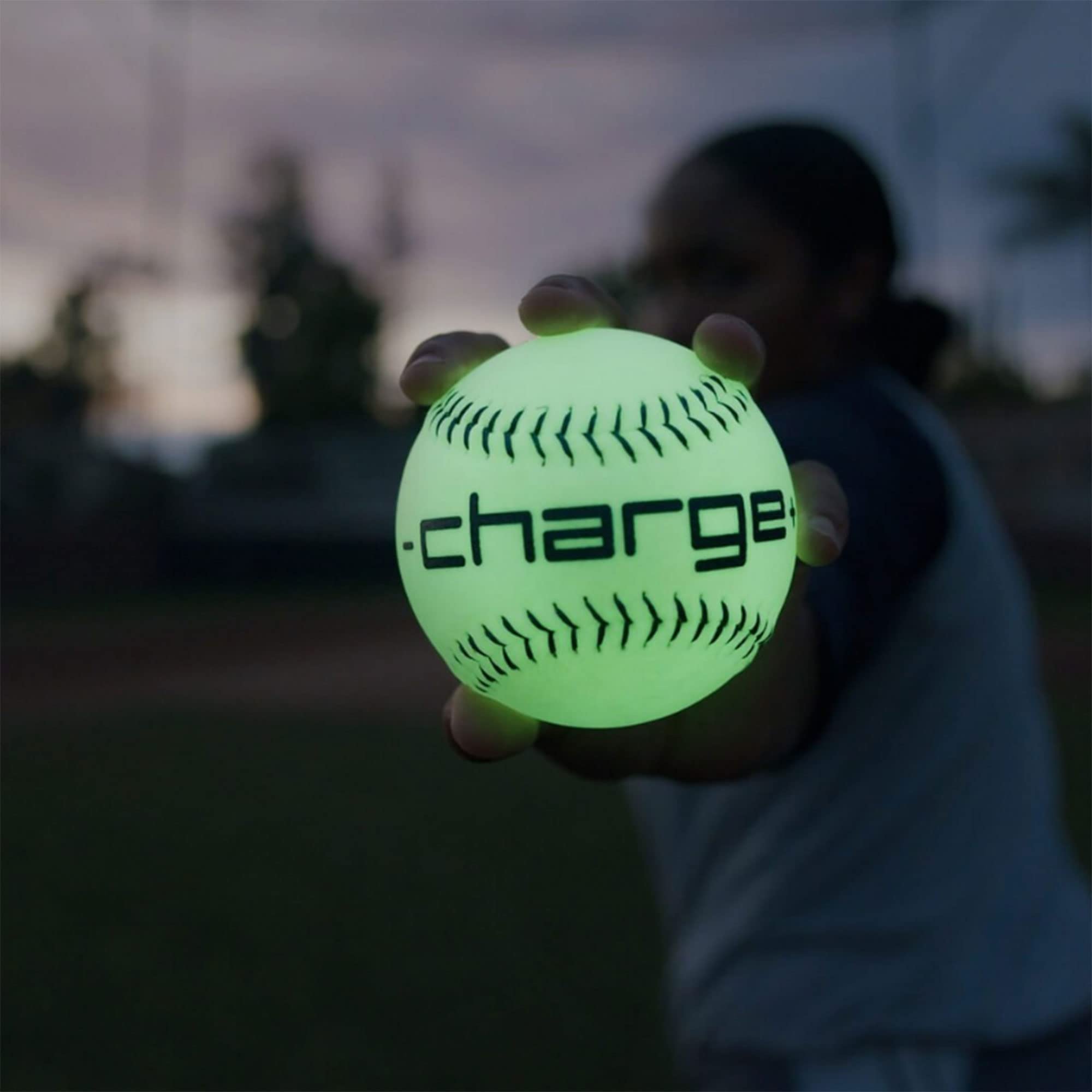 Chargeball Glow In The Dark Light Up Hand Stitched Water Resistant Softball PRO Kit with LED Charging and Carrying Bag for 20 Second Recharge