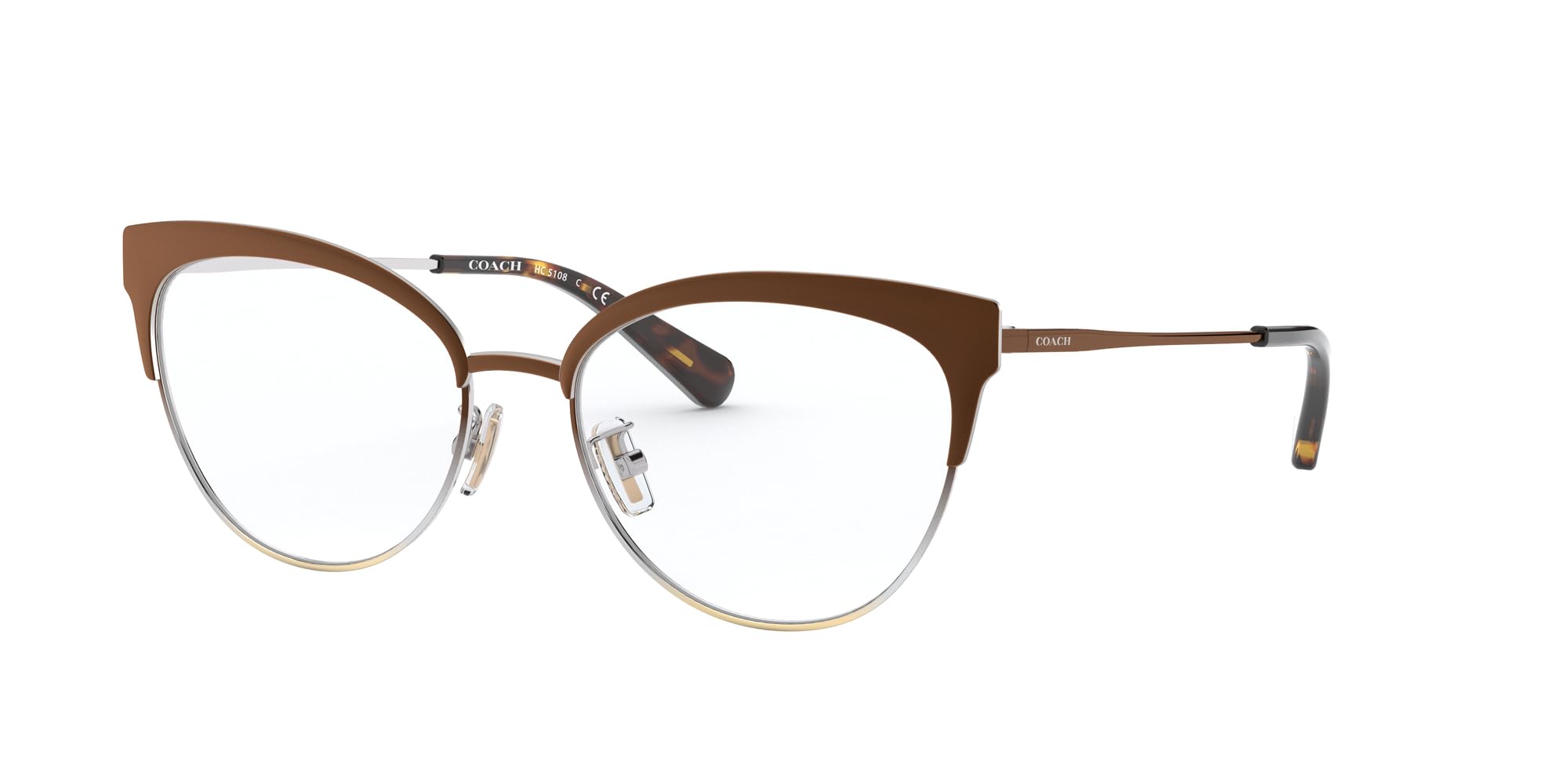 Coach HC5108 Prescription Eyewear Frames, Brown Silver Gold Gradient/Demo Lens, 54 mm