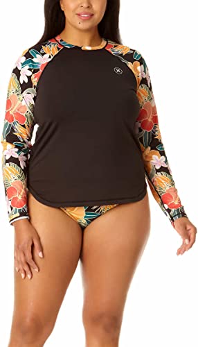 hurley Womens UPF 50+ Long Sleeve Rashguard (as1, Alpha, m, Regular, Regular, Caribbean Dreamin)