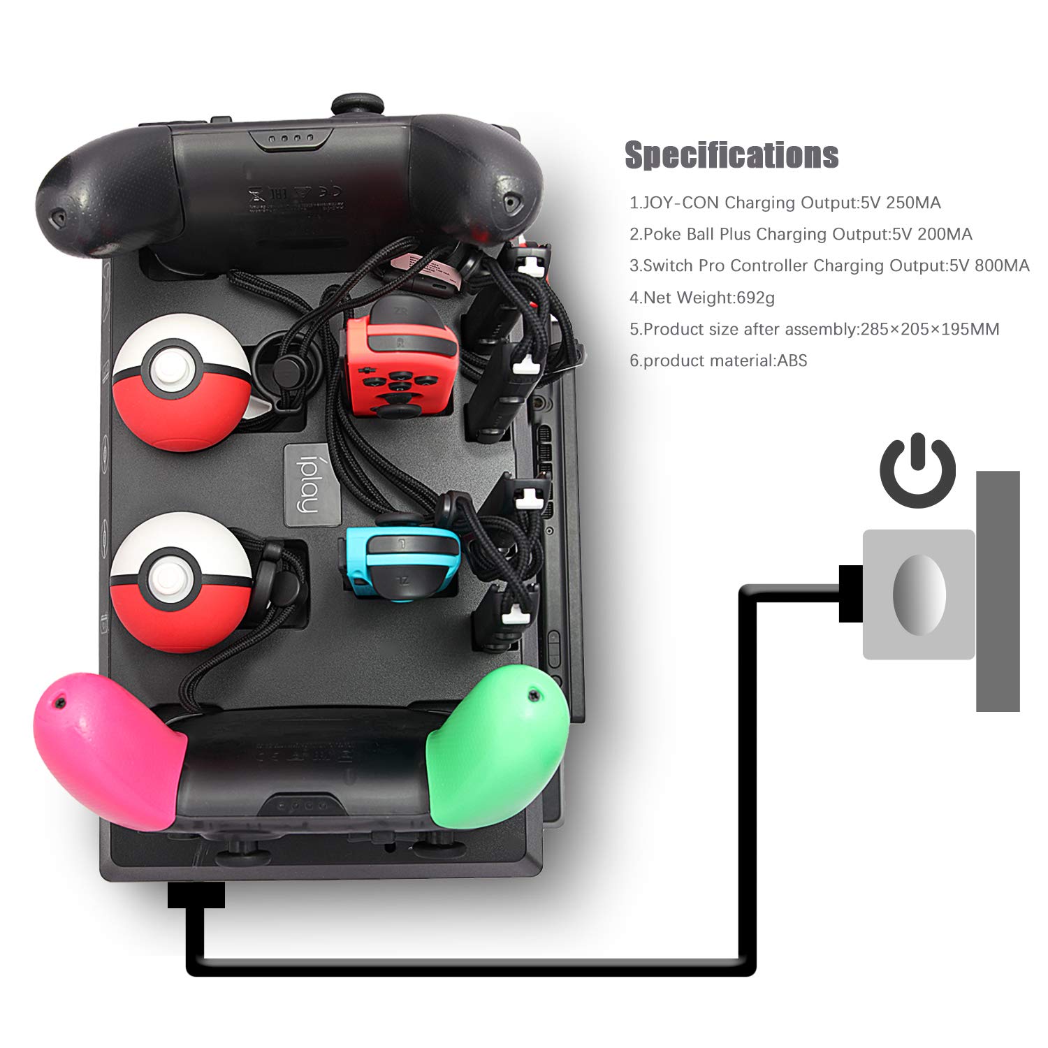 Charger Dock for Switch, Charger for Switch Controllers, Ball Plus Controllers, Storage Stand for Switch Game Cases