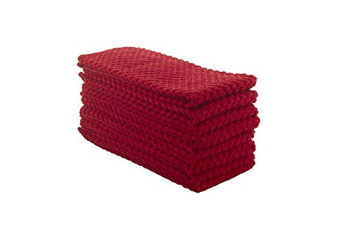 Terry Kitchen Towels, 100% Cotton Kitchen Dish Towels, Set of 8(Size: 25x15 Inches) - 400 GSM Absorbent Terry Cloth Dish Towels, Very Soft for Christmas - Red Color