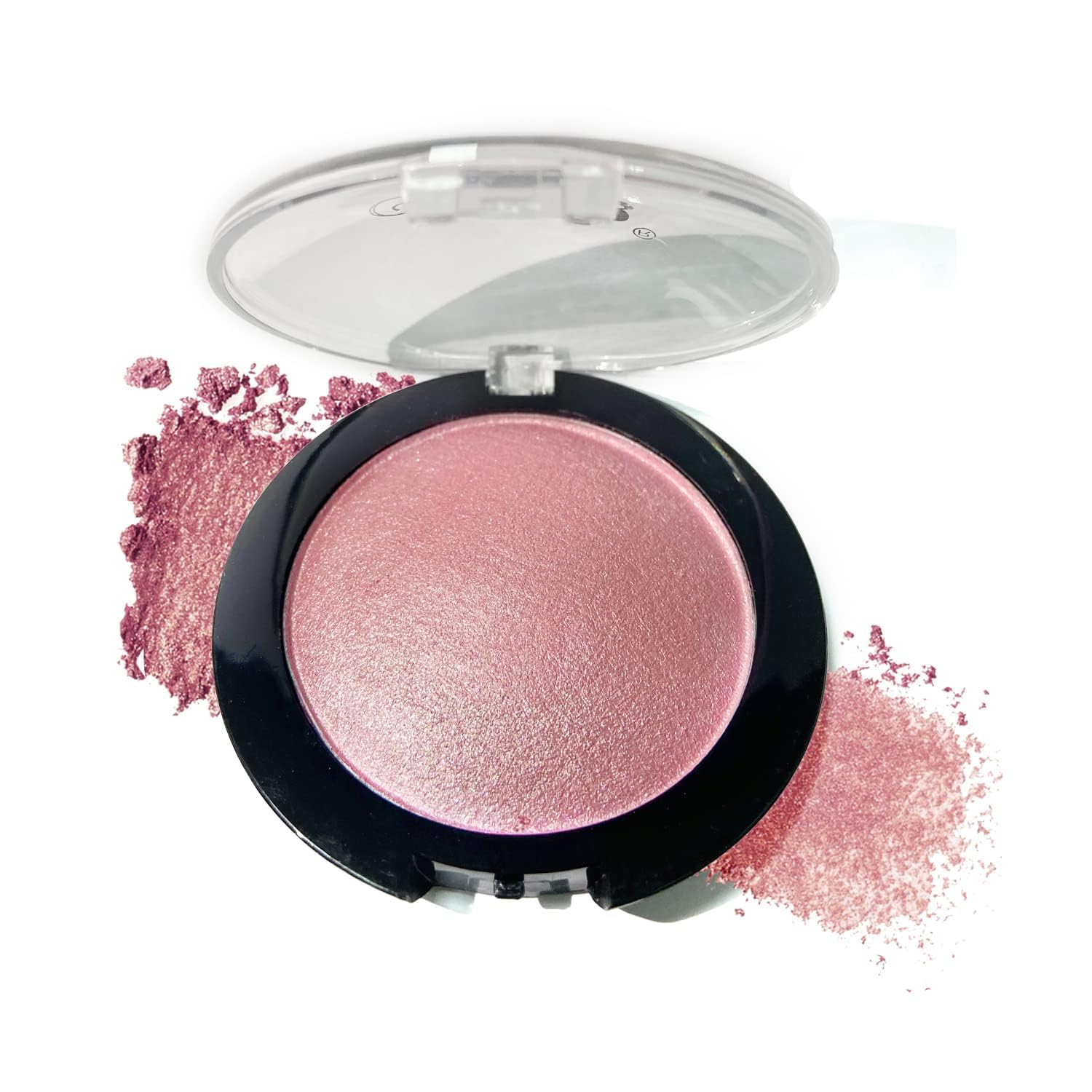 CarMela Powder Blush, Shimmery Pink Blush and Eyeshadow 2 in 1 Makeup Palette, Blendable Baked Blush