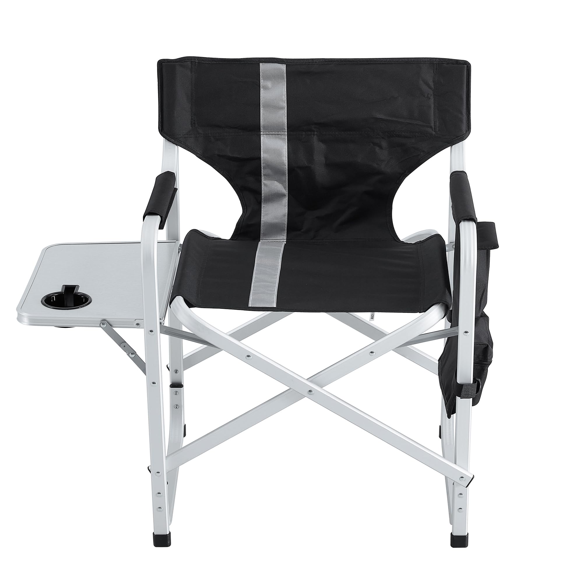 Coastrail Outdoor Camping Chair Oversized Padded Folding Quad Arm Chairs with Lumbar Back Support, Cooler Bag, Cup Holder & Side Pocket, Extra Head Pocket, Supports 400 lbs (Modern, Orange)