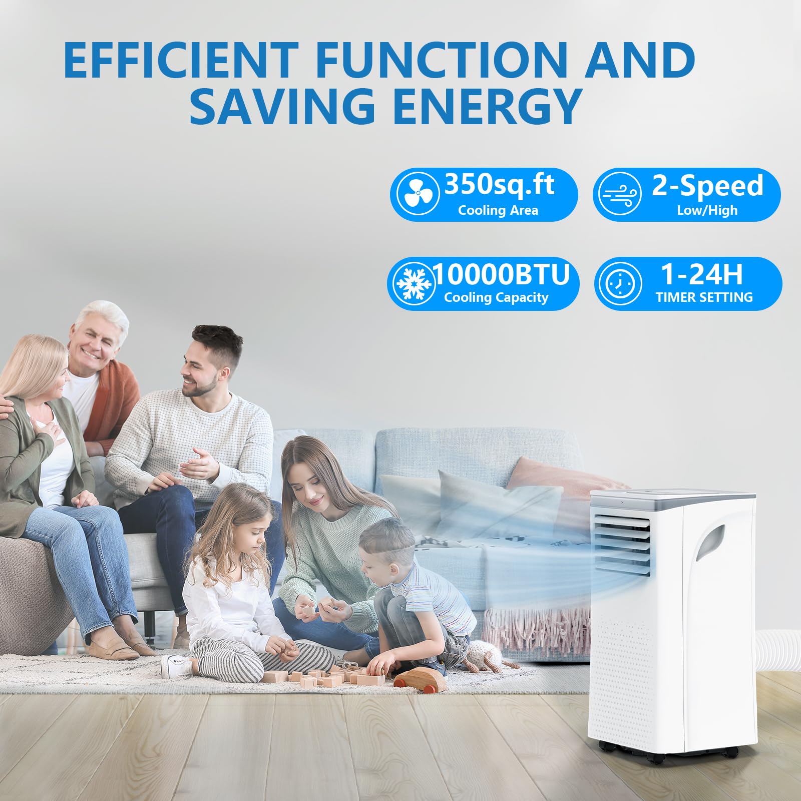 COWSAR 10000 BTU Portable Air Conditioner 4-in-1 Portable AC Unit Cool up to 400 sq.ft, Portable Air Conditioners with Remote Control Mini Air Conditioner 24 Timer <54 dBA