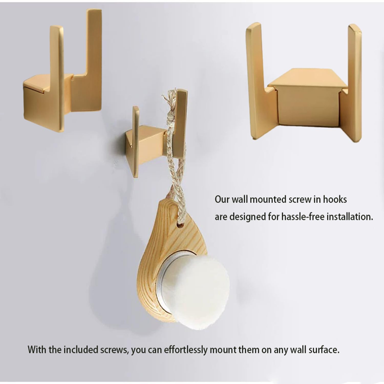 HDKXBEJ 4 Pack Gold Uniquely Designed Coat Dual Hooks, Wall Hooks Duty Double Prong Towel Hooks Wall Mounted Screw in Hooks for Bedroom Hooks Kitchen Hooks Bathroom Hooks