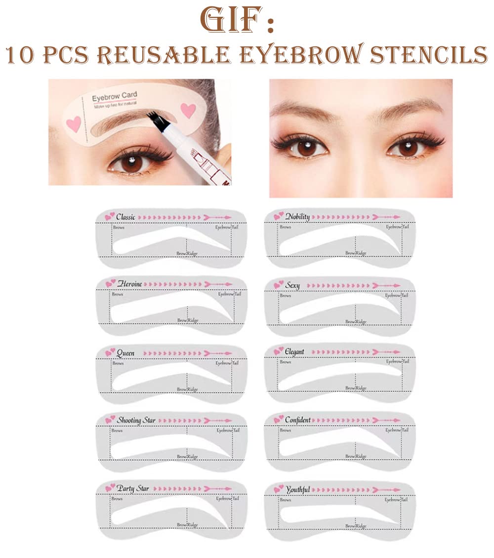 Eyebrow Tattoo Pencil, Eyeliner Pencil with Eye Makeup Long Lasting Waterproof and Smudgeproof Natural Looking Brows 3 Styles (Dark Brown/Black)