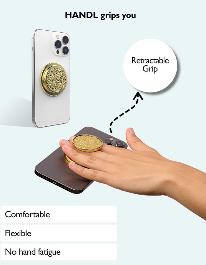 HANDL O MagSafe Black Sparkl Removable Phone Grip & Stand for Smartphone – for Magnetic Charging