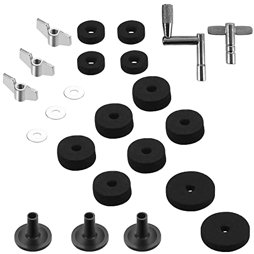 Cymbal Replacement Accessories Cymbal Sleeves with Base Wing Nuts Cymbal Felts Hi-Hat Clutch Felt Hi Hat Cup Felt&Cymbal Washer (B-23)
