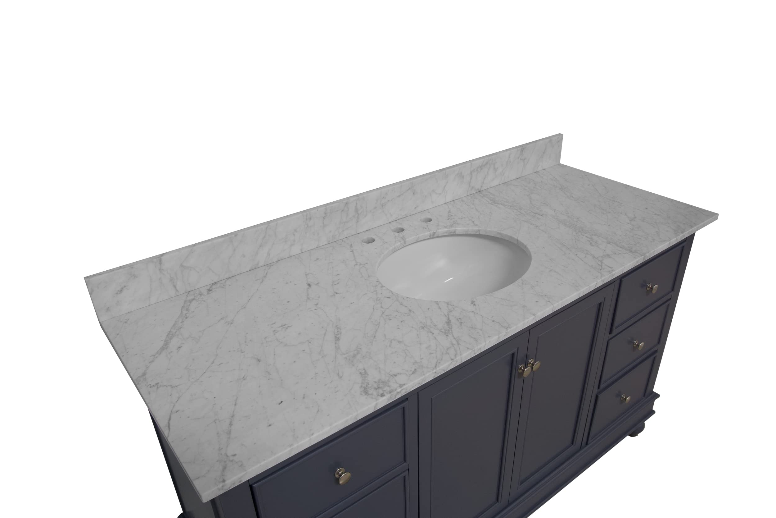 Kitchen Bath Collection Bella 60-inch Single Bathroom Vanity (Carrara/White): Includes White Cabinet with Authentic Italian Carrara Marble Countertop and White Ceramic Sink