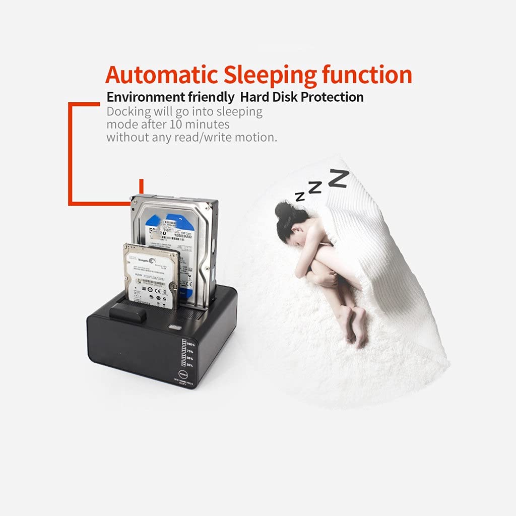 FZZDP Dual Bay Hard Drive Docking Station USB 3.0 to 2.5/3.5inch SATA Hard Disk Case Dual Bay HDD SSD