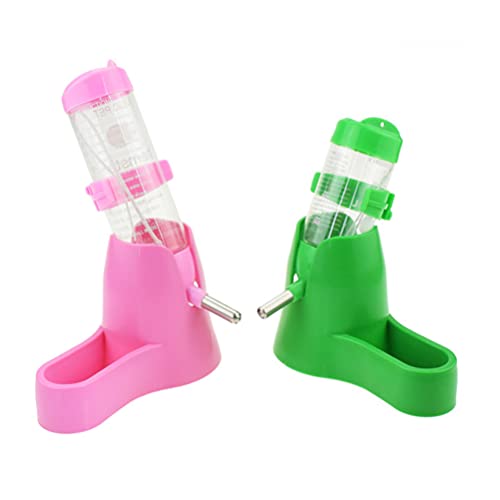 Hemobllo Pet Feeder Hamster Hanging Water Bottle Pet Dispenser with Base Hut Pet Auto Dispenser for Dwarf Ferrets Rabbits Hamster Mouse Rat Hedgehog and Other Small Animals (125ML, Pink)