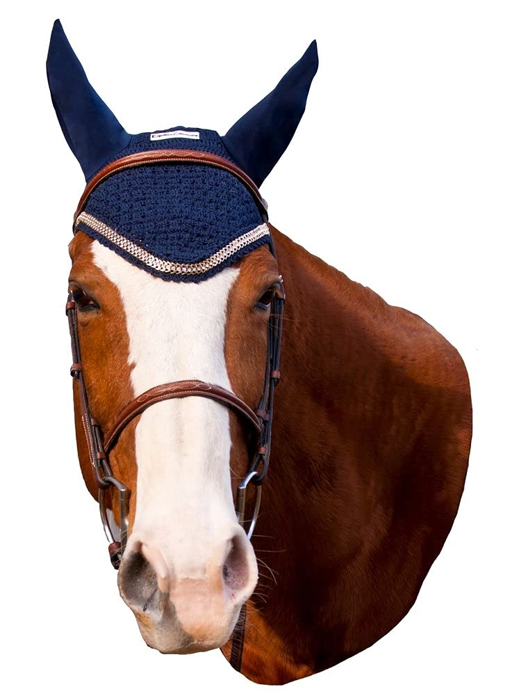 Equine Couture Fly Bonnet with Lurex Rope Full Bla