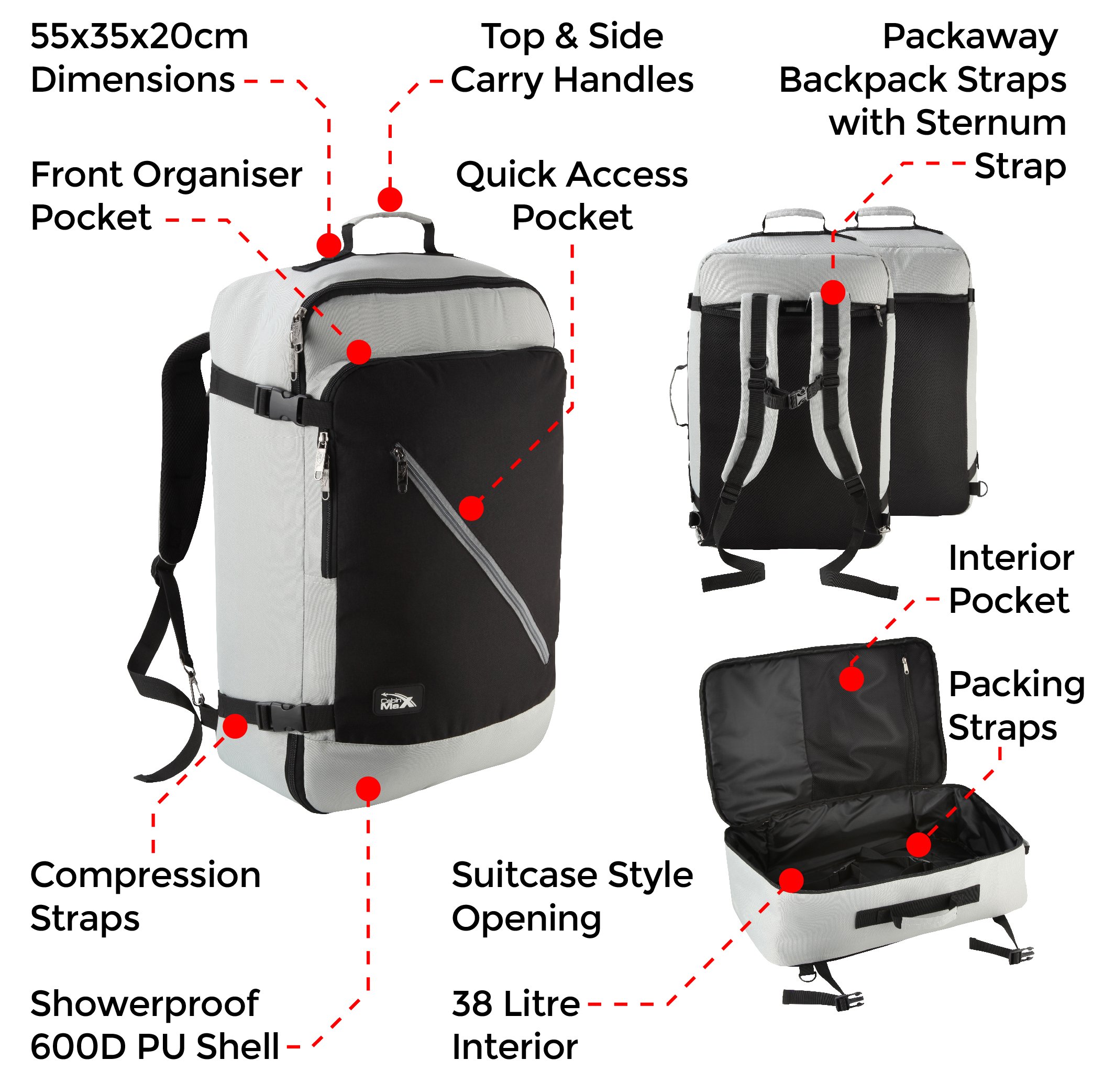 Cabin Max Travel Backpack Ideal Backpack for Women and Men 22x14x9"