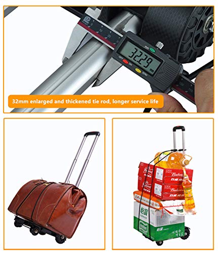 Falytemow Compact Folding Hand Truck Dolly 110 lbs Capacity 4 Wheels Portable Utility Moving Shopping Cart Fold up Trolley Adjustable and Lightweight for Luggage Personal Travel Moving and Office Use